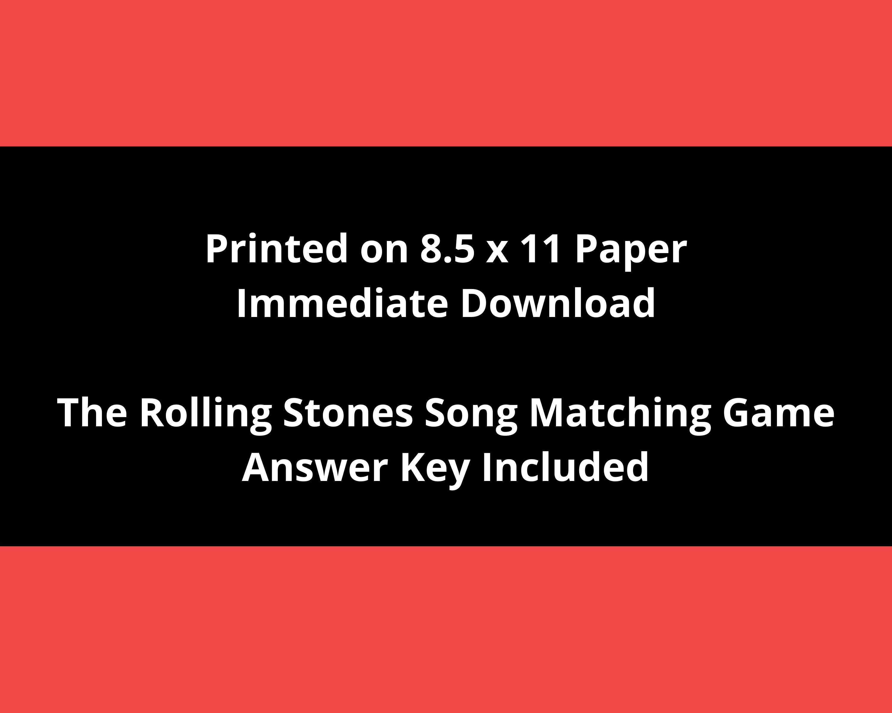 The Rolling Stones Song Matching Game • Printable Digital Download ...