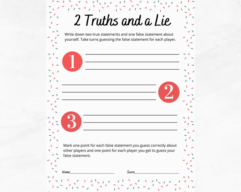 Class Reunion Two Truths and a Lie • Class Reunion Icebreaker, Mingle ...