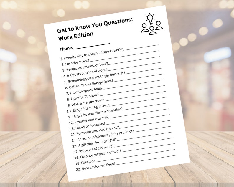 Get to Know You Questions • Workplace Get-to-know You Game • Employee ...