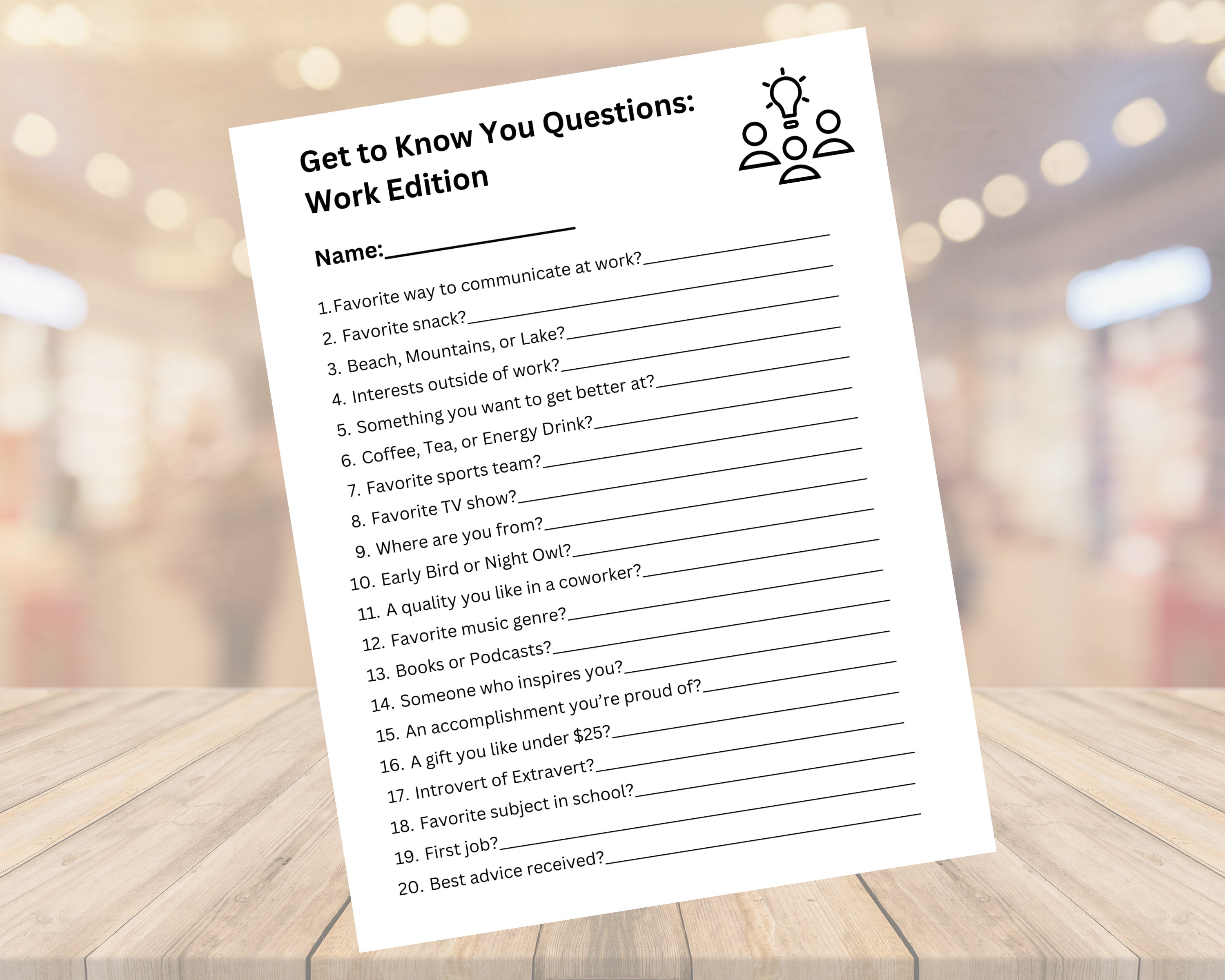 Get to Know You Questions • Workplace Get-to-know You Game • Employee ...