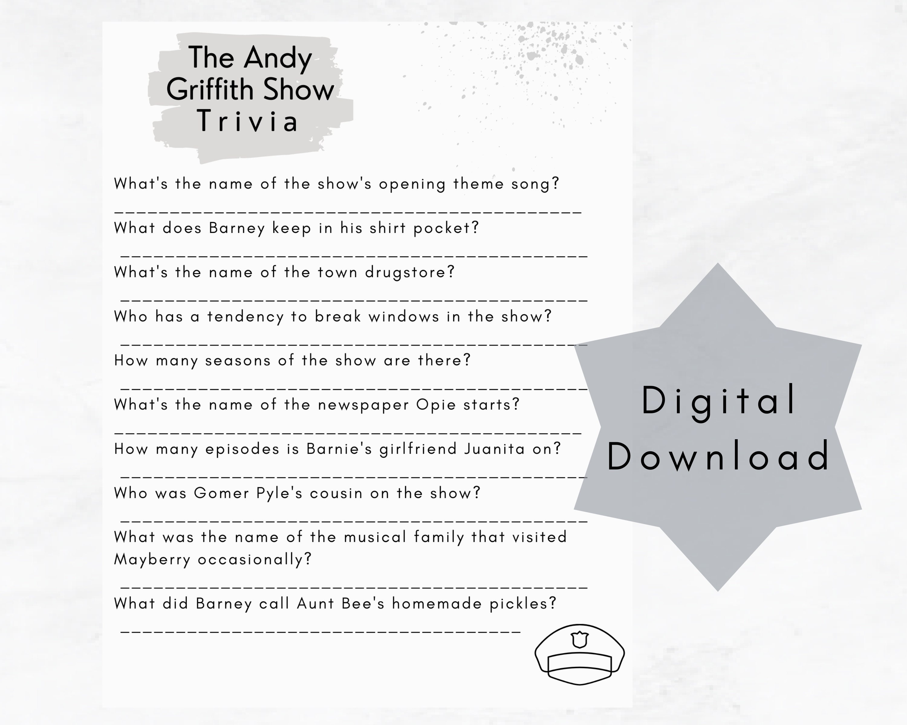 The Andy Griffith Show Trivia • Andy Griffith Trivia Game • Mayberry ...