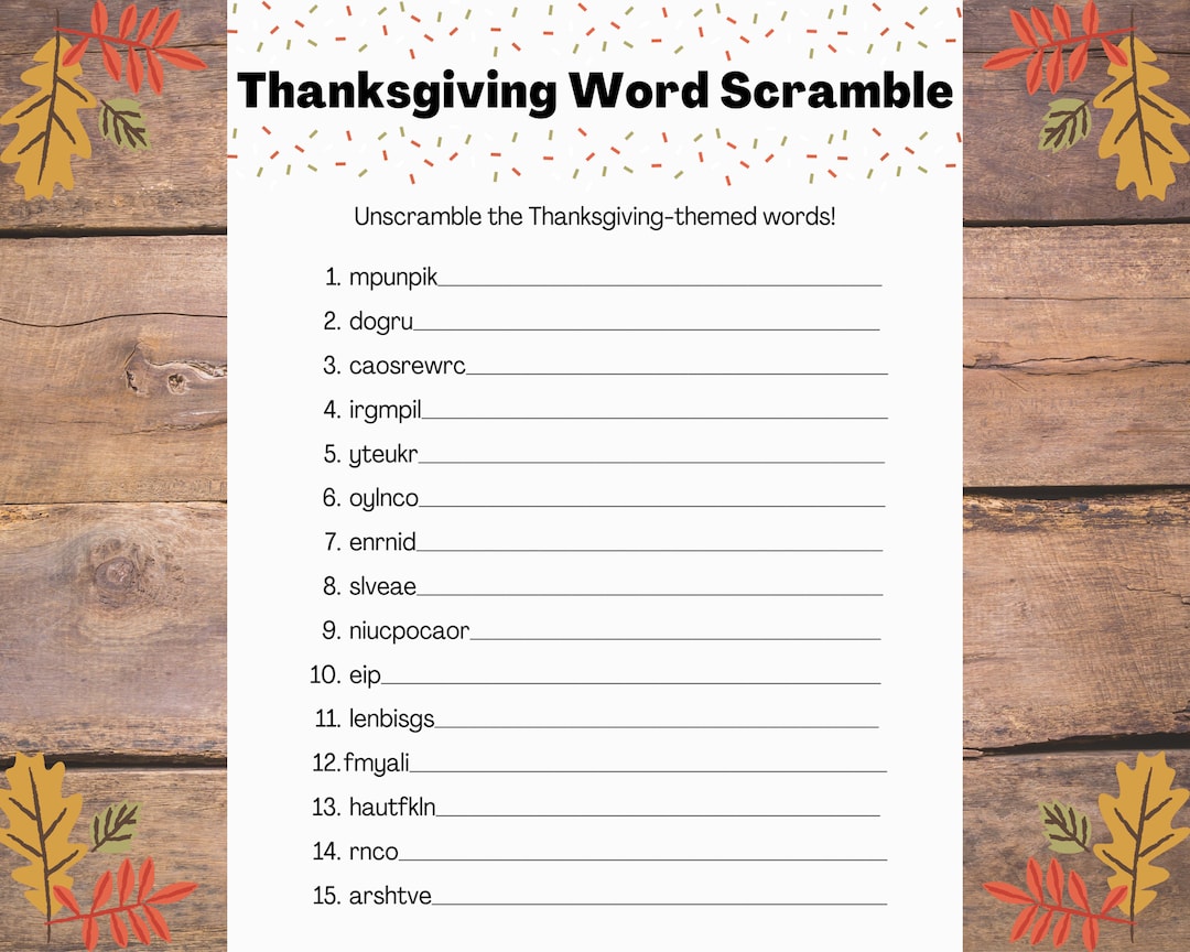 Thanksgiving Word Scramble With Answer Key • Icebreaker Game for Work ...