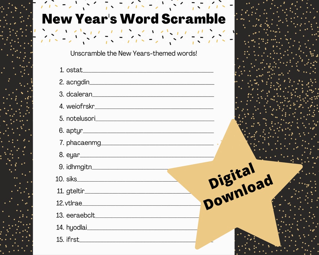 New Year's Word Scramble With Answer Key • Icebreaker Game for Work ...