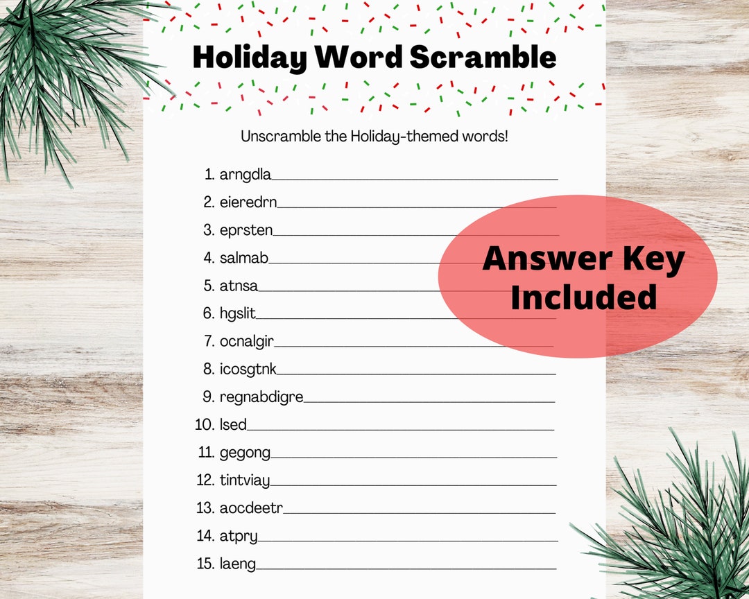 Holiday Word Scramble With Answer Key • Icebreaker Game for Work Groups ...
