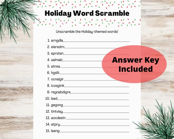 Holiday Word Scramble With Answer Key Icebreaker Game for - Etsy