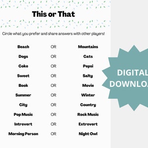 This or That Icebreaker Game • Simple, Easy Activity for Group Bonding ...