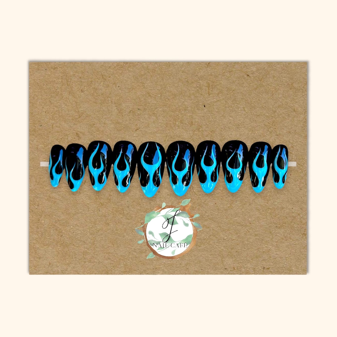 PRINCESS AZULA | Glossy Blue Fire Press on Nails | Avatar Inspired ...