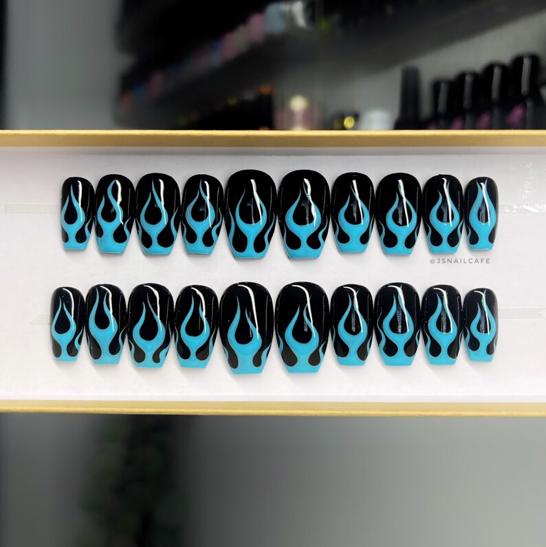 PRINCESS AZULA Glossy Blue Fire Press on Nails Avatar - Etsy