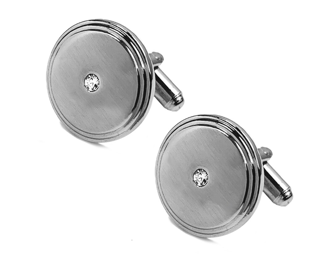 BORDEAUX Luxury Classic Cufflinks for Men, Polished Matt Rhodium Finish ...
