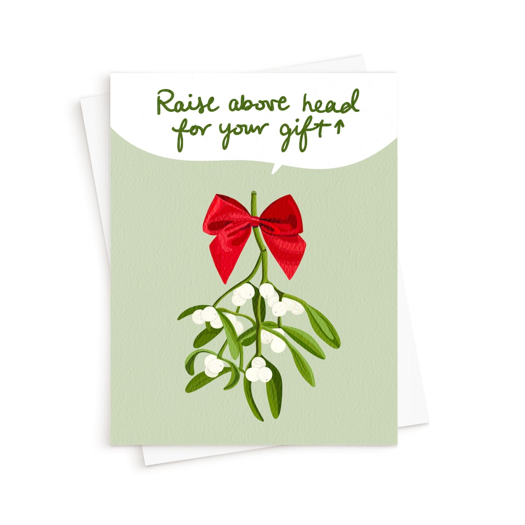 The Mistletoe Card Mistletoe Christmas Card, Holiday Card, Funny, Kiss ...