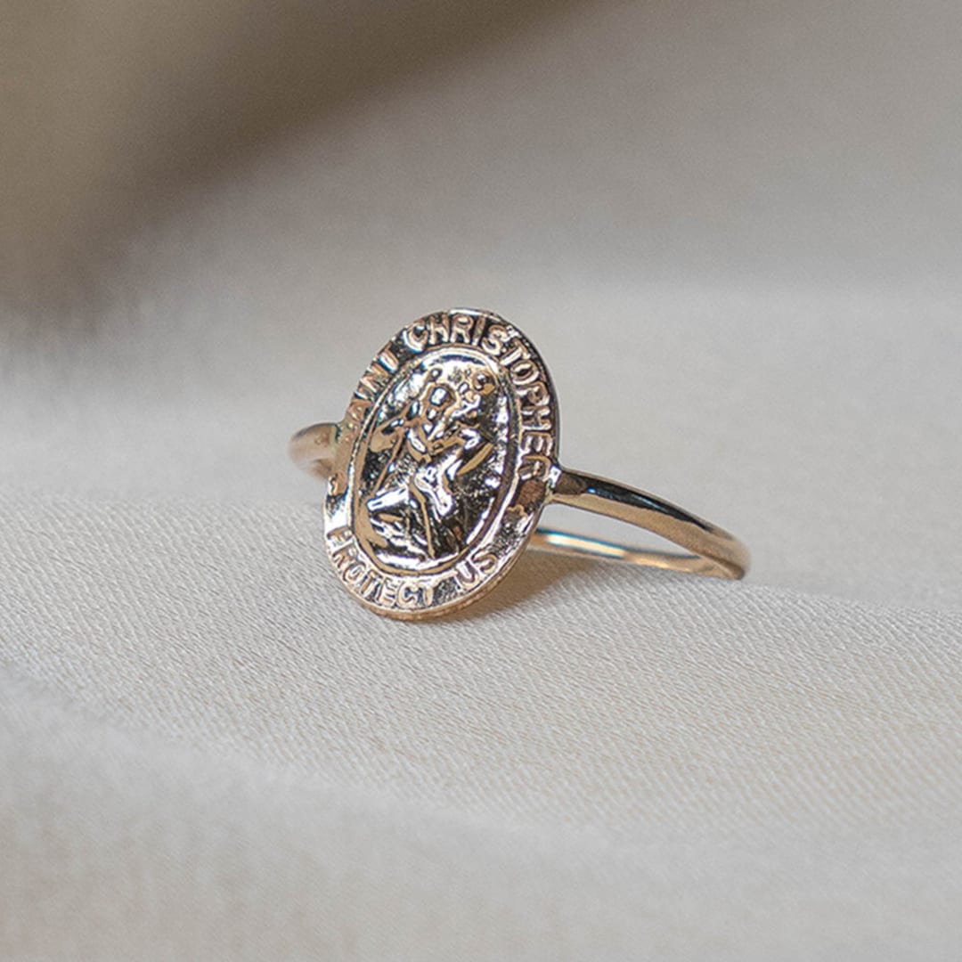 Saint Christopher Ring, 14K Gold Filled, Sterling Silver, Gift for Her ...