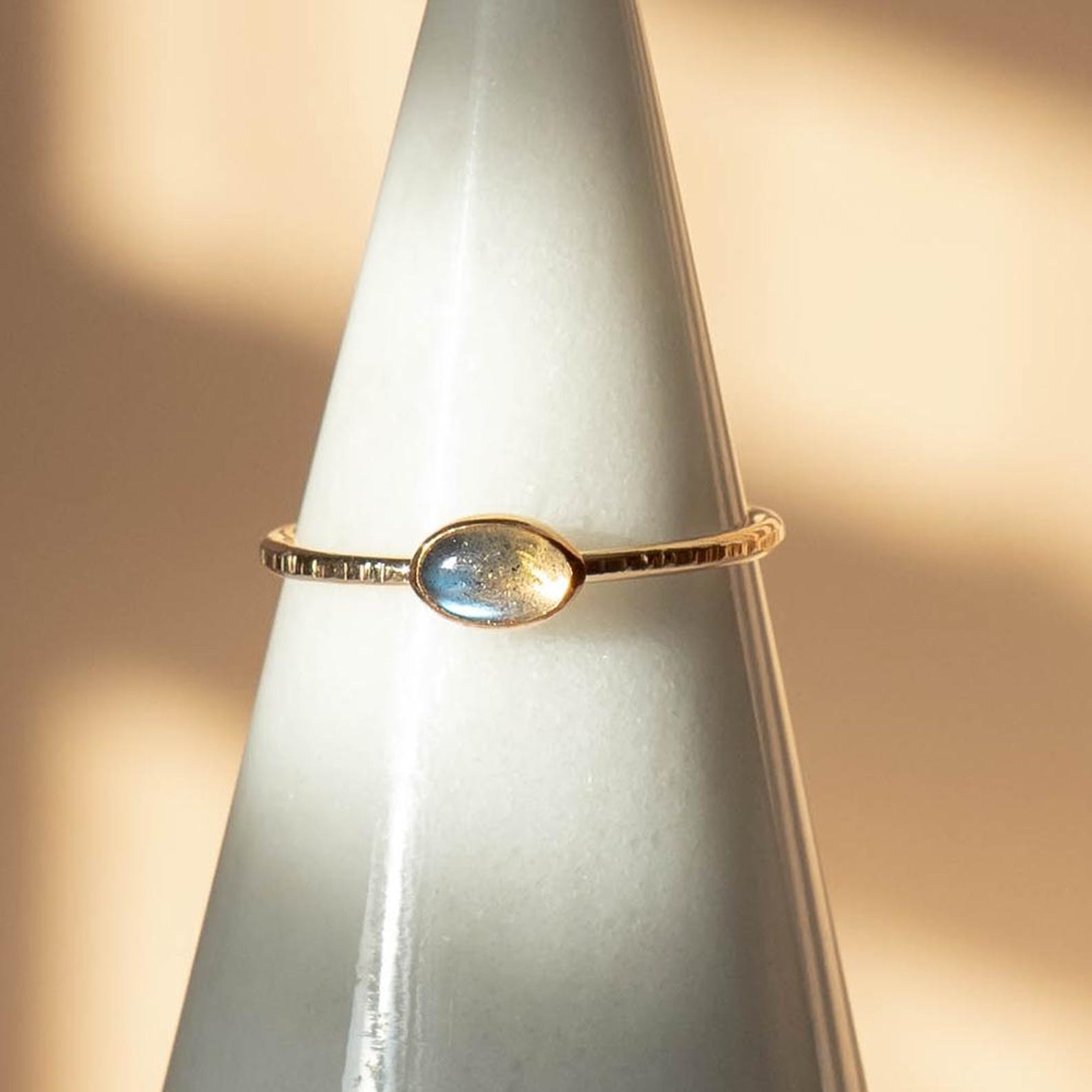 Oval Labradorite Stacking Ring, Textured Ring, 14K Gold Filled ...
