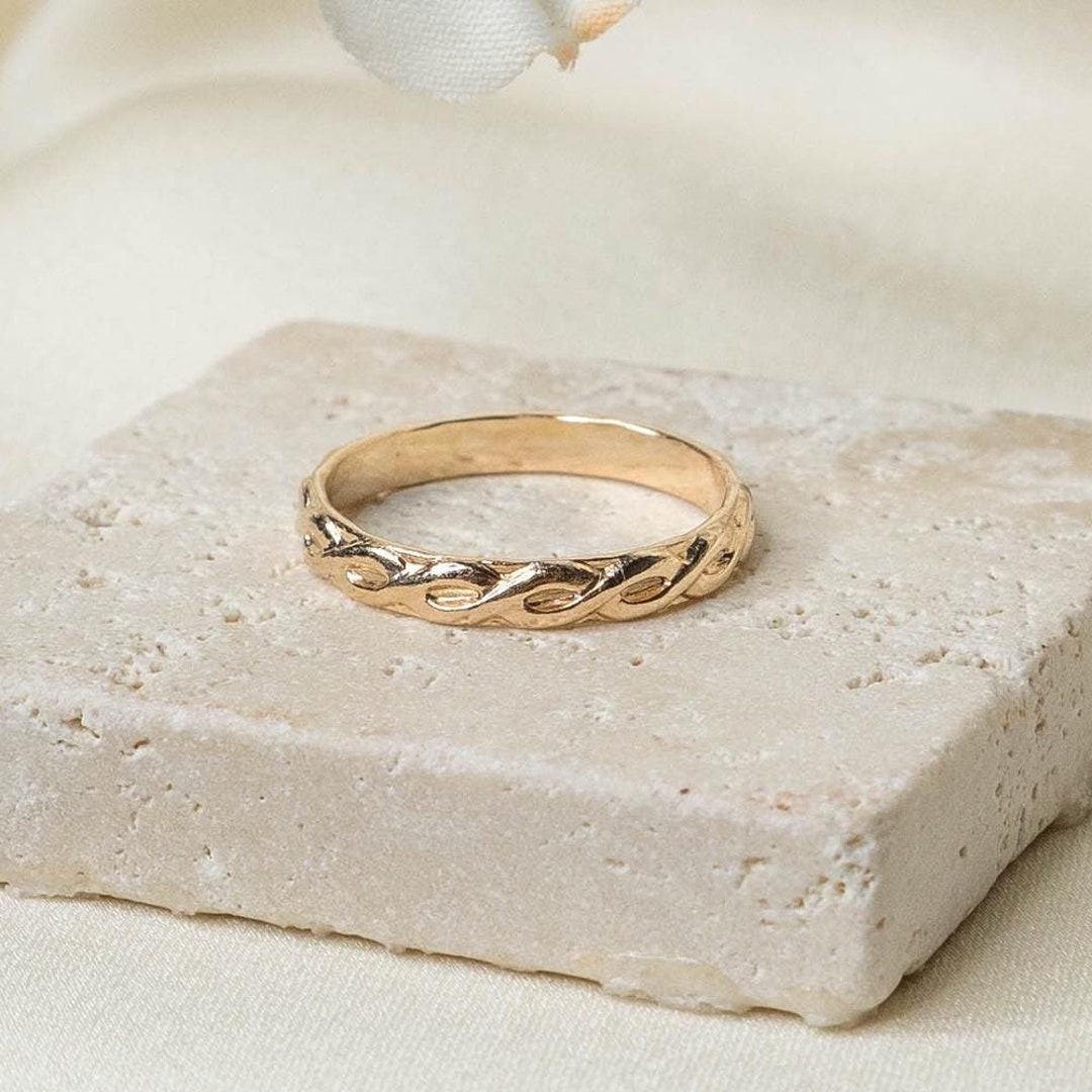 Braided Band Ring, Braid Ring, Weave Ring, Vintage Ring, Stacking Ring, 3MM Wide, Thick Band ...