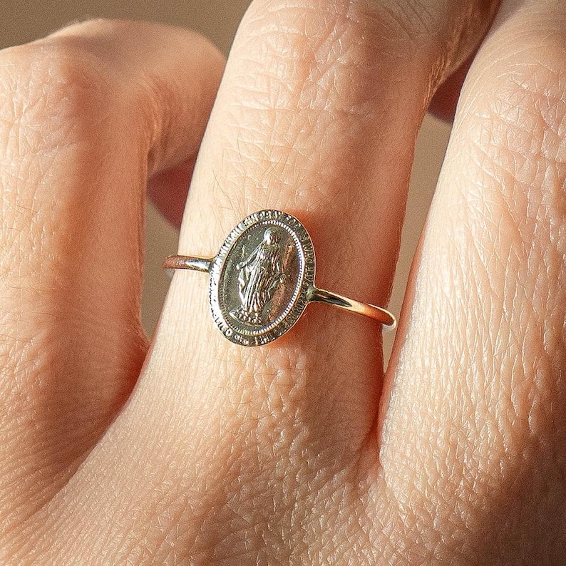 Mother Mary Ring, Virgin Mary Ring, Miraculous Medal Ring, Sterling ...