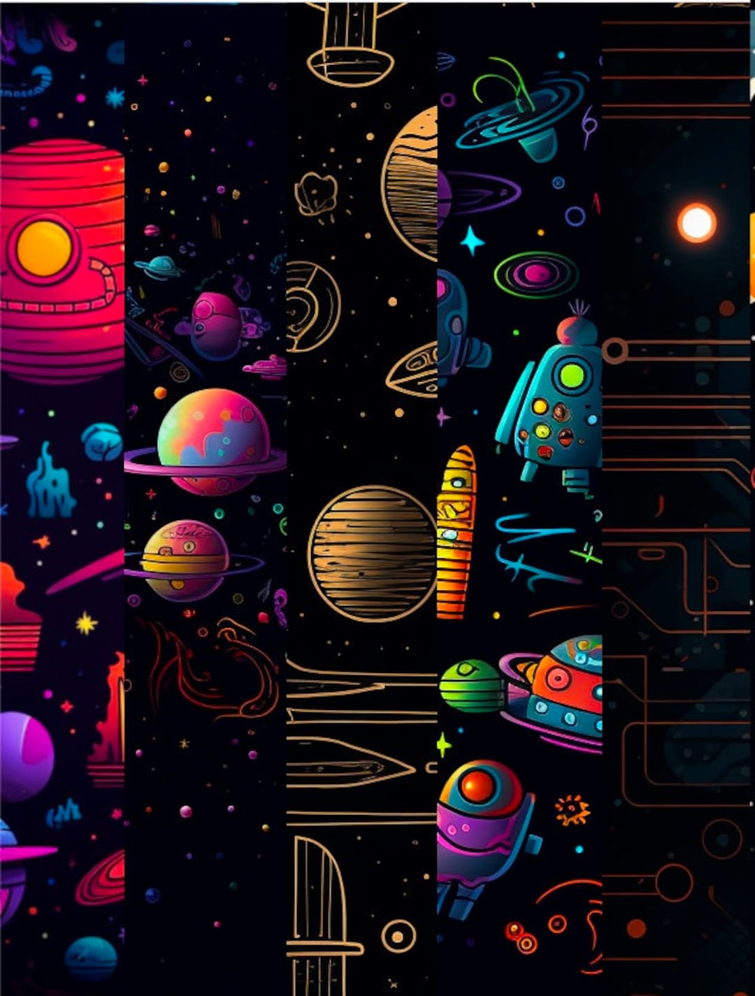 5 Space Themed Printable Patterns - Etsy