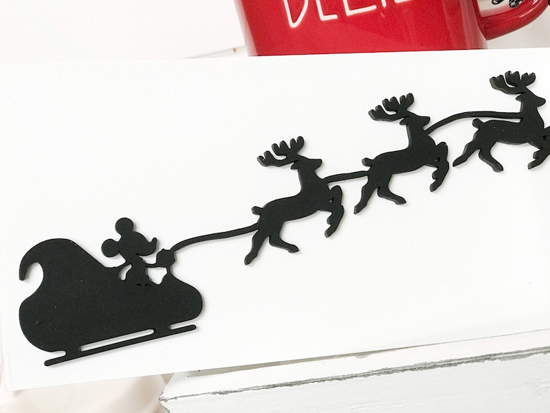 Mickey Mouse Santa Sleigh Christmas Signs Tiered Tray Decor | Etsy
