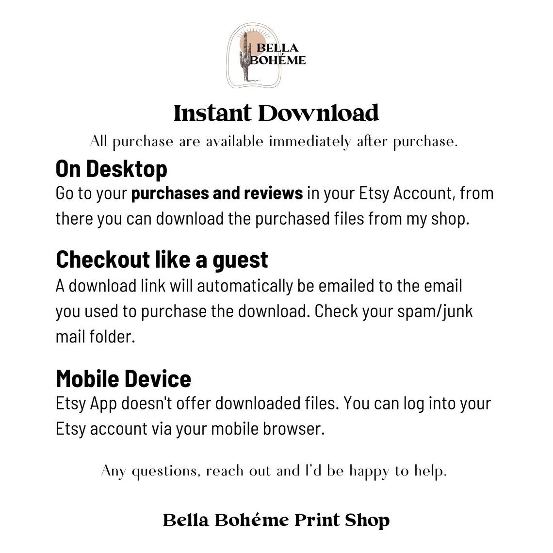 Instant Download, Printable Thank You Card, Order Thank You Note, Order ...