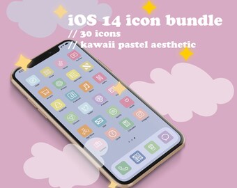 Aesthetic Kawaii Pastel Themed Apple iPhone Ios 14 Icons Pack ...