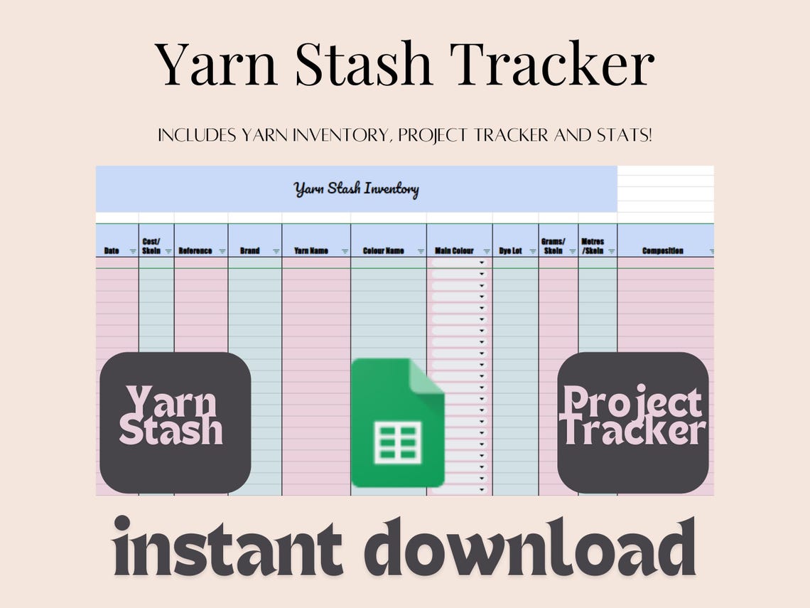 Yarn Inventory Tracking Spreadsheet - Stash Tracker, Project Manager ...