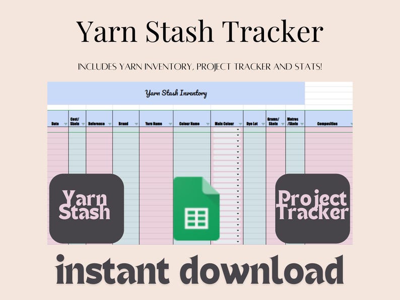 Yarn Inventory Tracking Spreadsheet - Stash Tracker, Project Manager ...