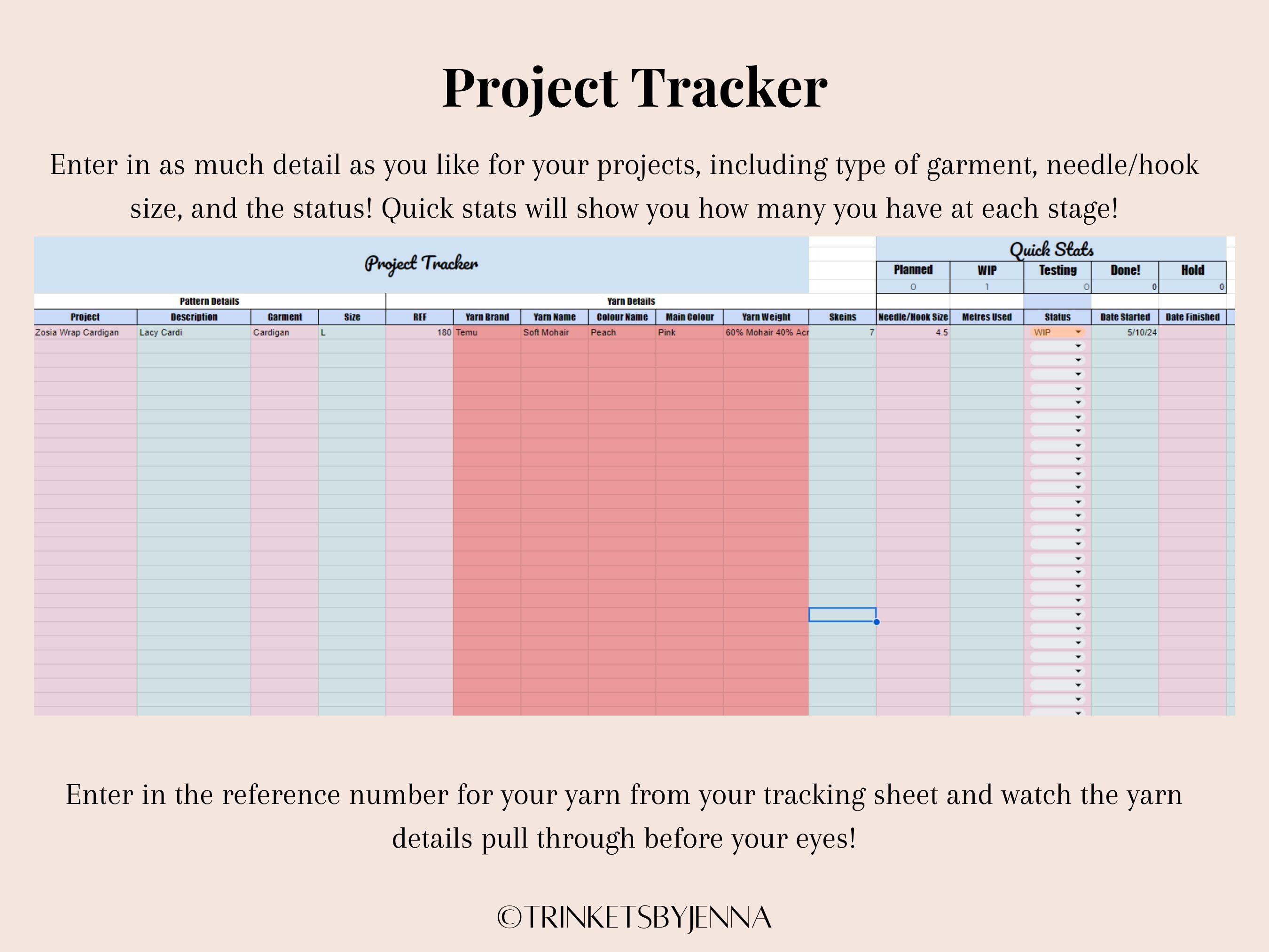 Yarn Inventory Tracking Spreadsheet - Stash Tracker, Project Manager ...