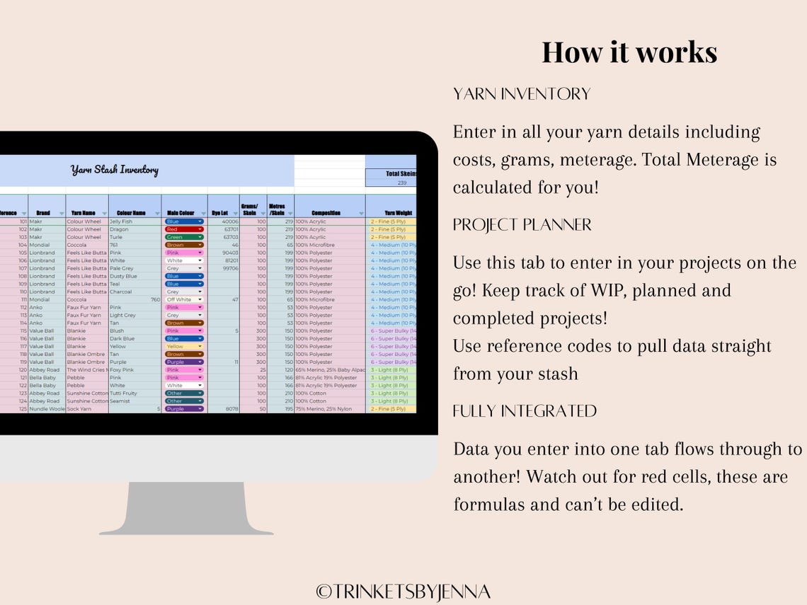 Yarn Inventory Tracking Spreadsheet - Stash Tracker, Project Manager ...