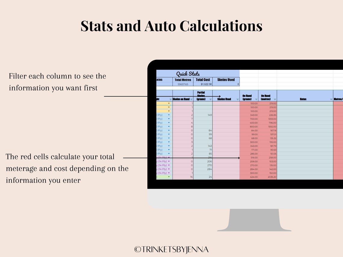 Yarn Inventory Tracking Spreadsheet - Stash Tracker, Project Manager ...