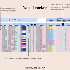 Yarn Inventory Tracking Spreadsheet - Stash Tracker, Project Manager ...