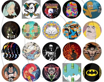 Retro - Retro Random 2 Inspired Printable 1.53-inch Circle Digital ...