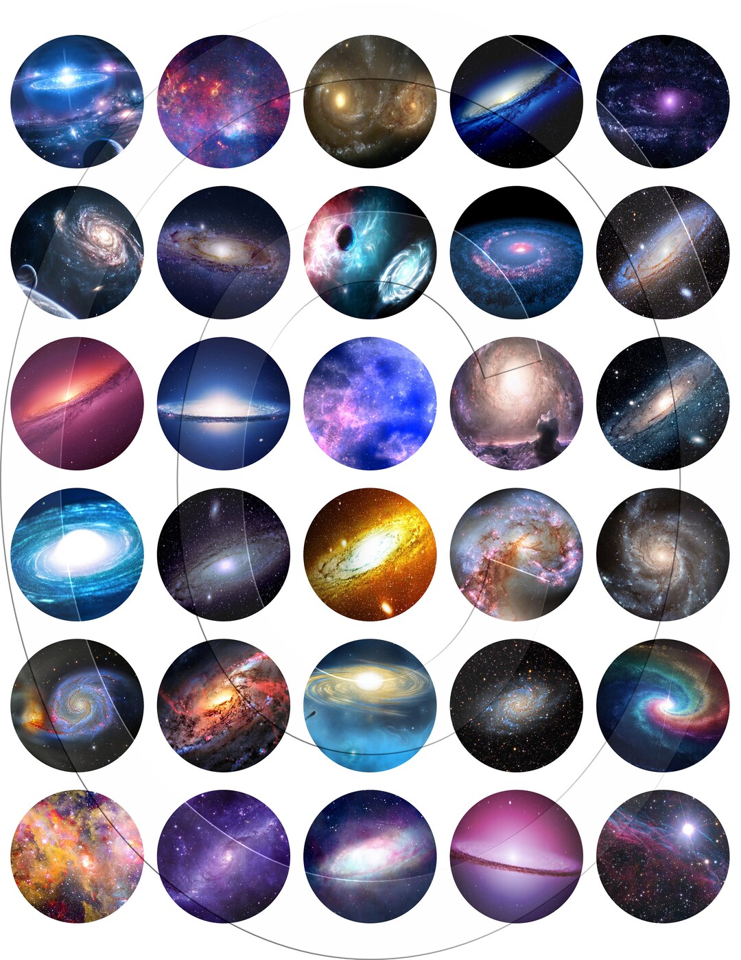 Galaxy Inspired Printable 1.53-inch Circle Digital Collage Instant ...