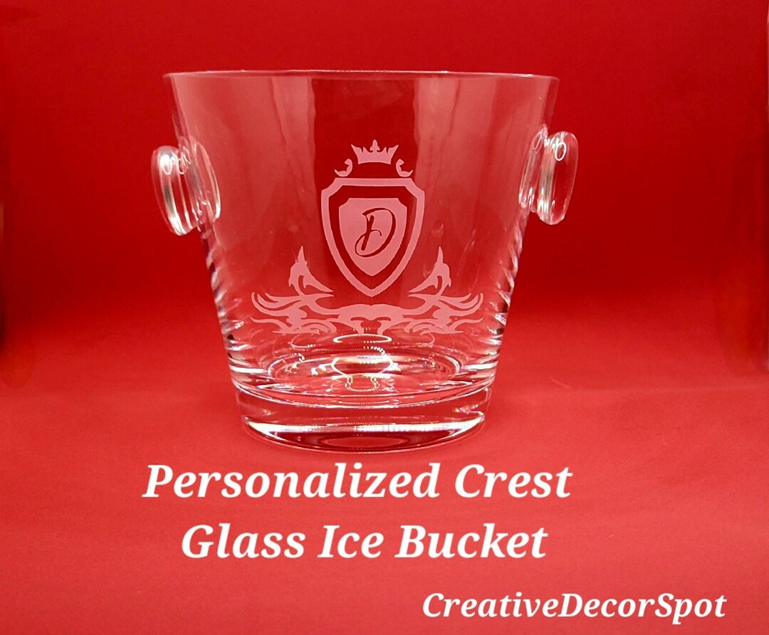 Personalized Crystal Ice Bucket/etched Custom Monogram Crest/chilling ...