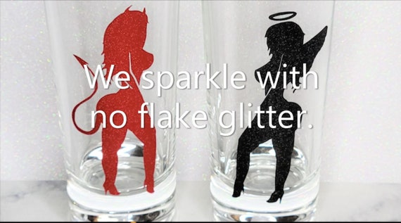 Personalized Baddie Glitter Devil & Angel Shooter Glass | Etsy