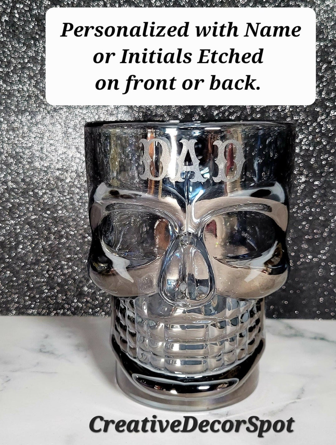 Etched Personalized Large Skull Beer Glass With Bone Handle/customized ...
