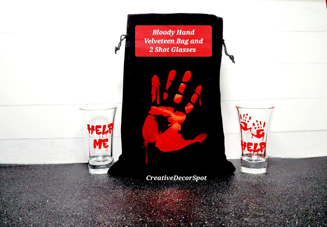 Halloween Horror Movie Bloody Hands Shot Glasses/help Me Shot Glass Set ...
