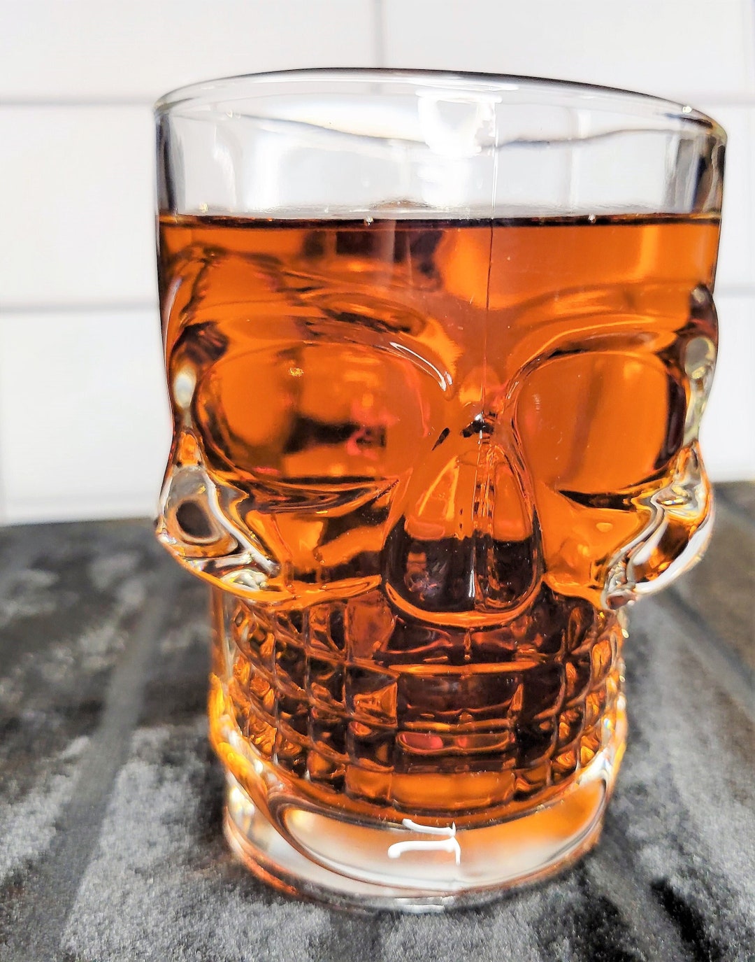 Large Skull Glass Mug With Bone Handle/personalized Gothic Skull Glass ...