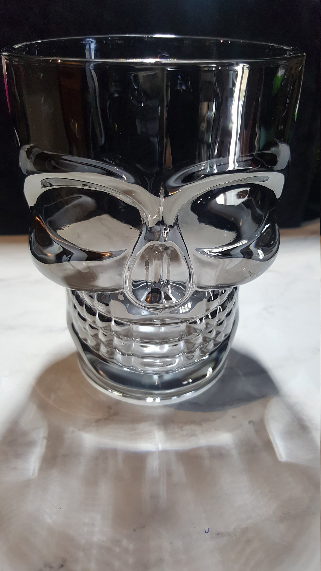 Large Skull Glass Mug With Bone Handle/personalized Gothic Skull Glass ...