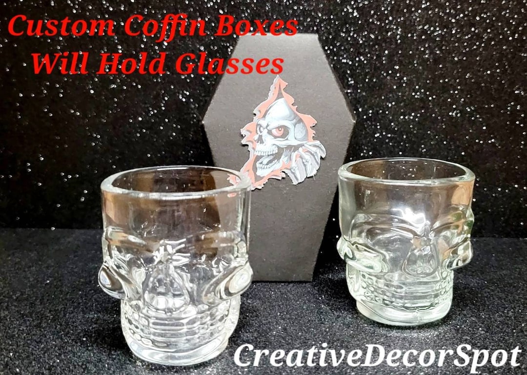 2 Personalized Crystal Clear Skull Shot Glass Set/custom Etched Name ...