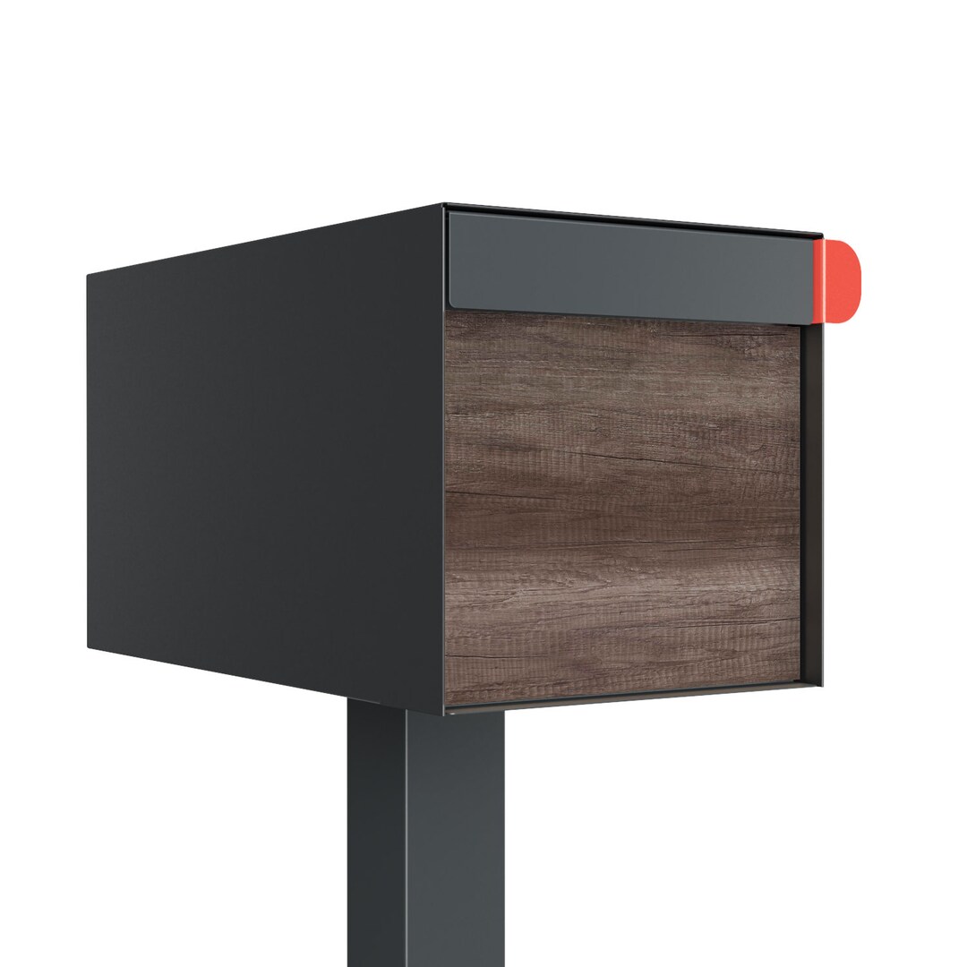 Anthracite Mailbox With Wood Panel Door: Large Capacity, Modern Design ...