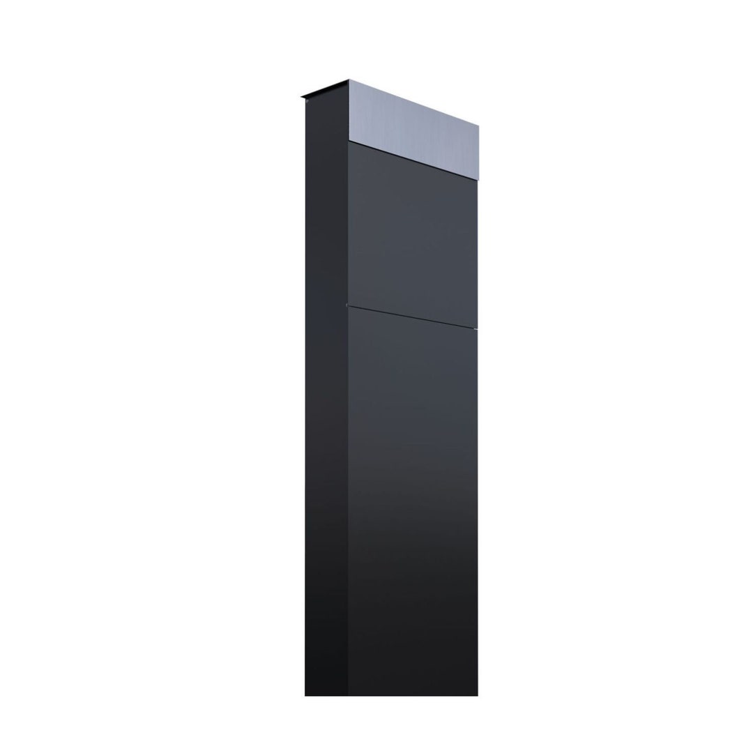 THE BOX by Bravios - Modern Stand-alone Black Mailbox With Stainless ...