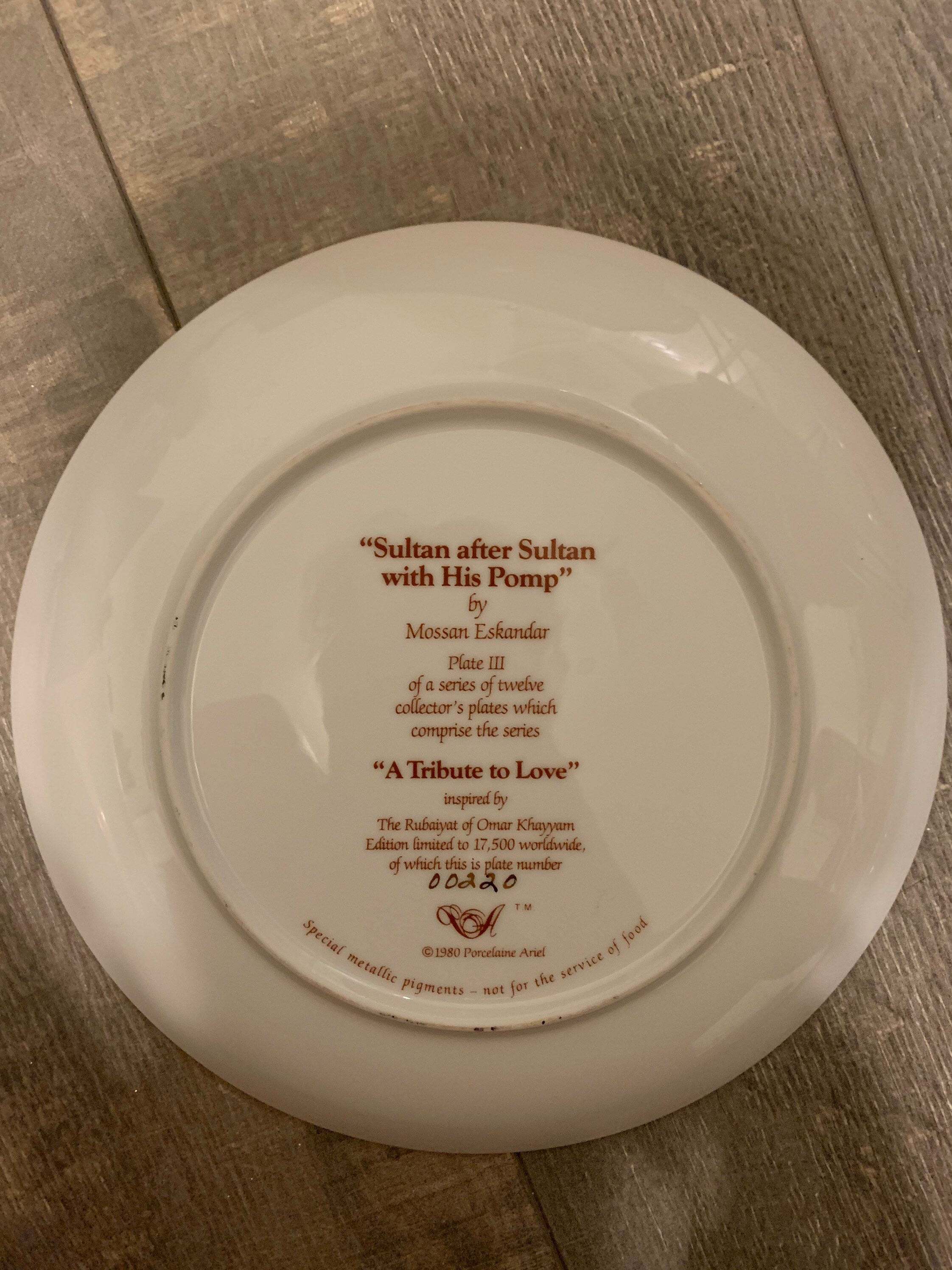 Sultan After Sultan With His Pomp Collectable Plate #3 Out of 12 (#220 ...