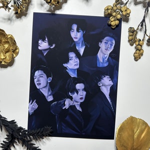 BTS Black Swan OT7 Drawing, Art Print 방탄소년단 Fanart Kpop - Etsy