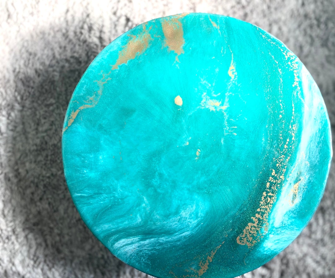 Green and Gold Epoxy Resin Cake Stand: Kitchen Decor - Etsy
