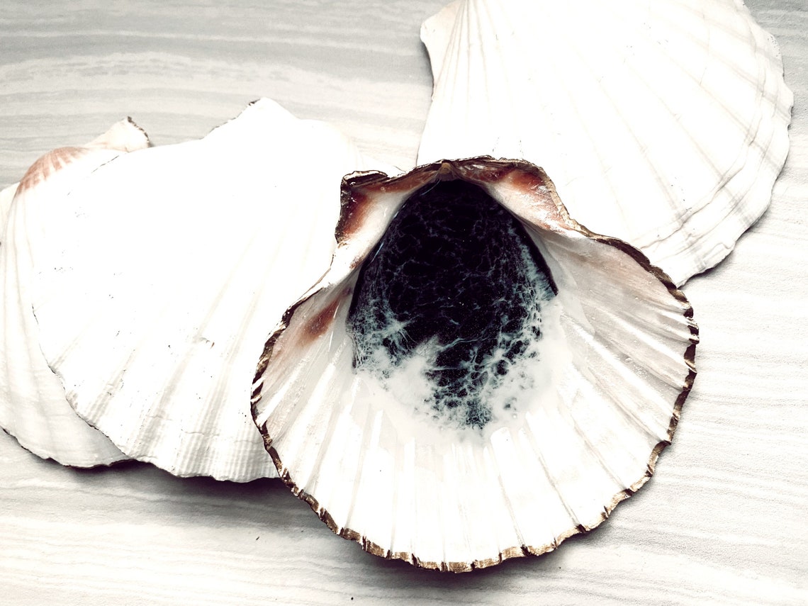 Large Scallop Shell Ring Dish Coastal Decor Epoxy Resin | Etsy