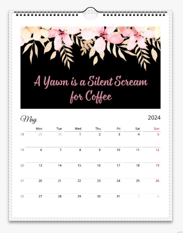 2024 Funny Wall Calendar, Cuss Word Coffee Lover Calendar Gift for ...