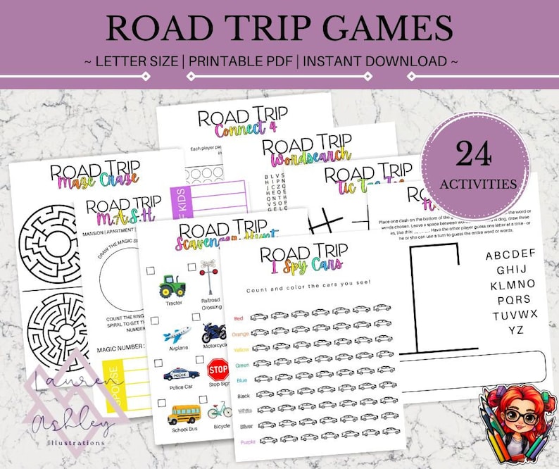 Fun Road Trip Printable Games for Kids and Teens | Car Ride Activities ...