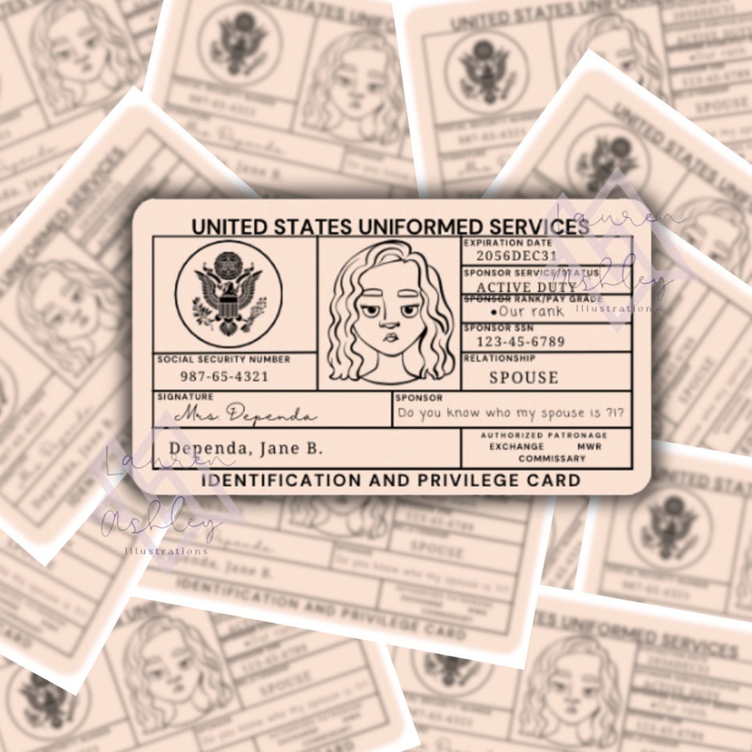 Military Spouse ID Card Decal - Funny Military Dependa Meme Sticker ...