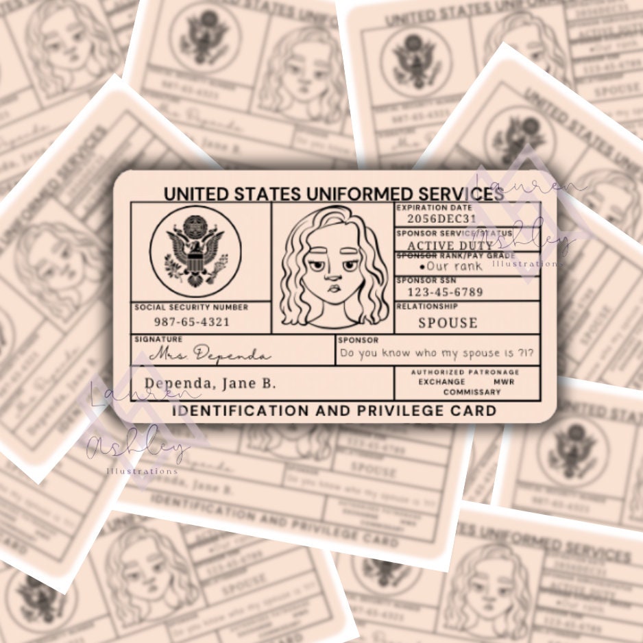 Military Spouse ID Card Decal - Funny Military Dependa Meme Sticker ...