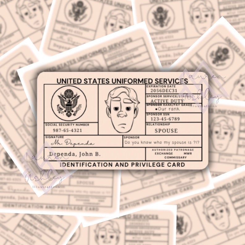 Military Spouse ID Card Decal - Funny Military Dependa Meme Sticker ...