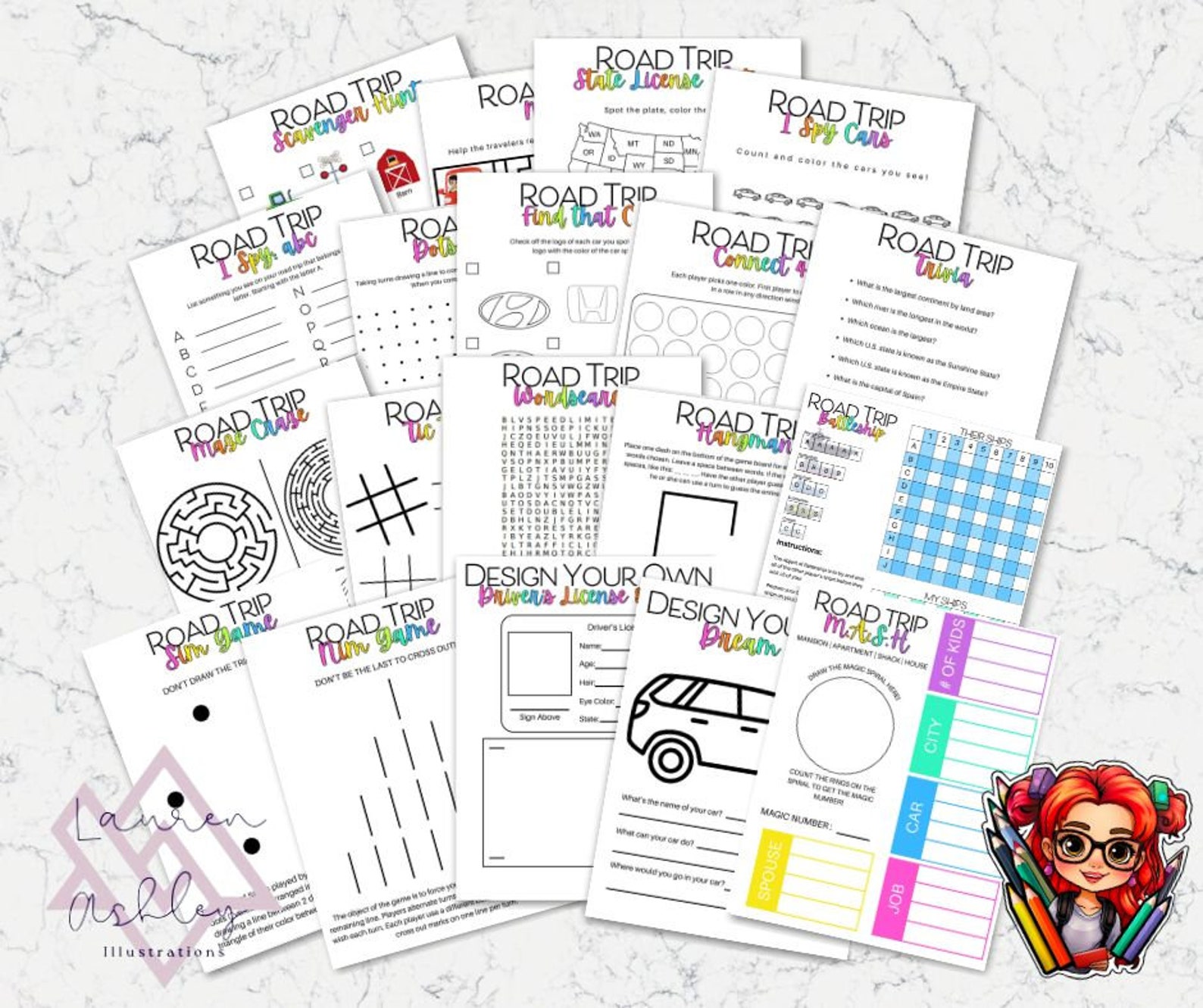 Fun Road Trip Printable Games for Kids and Teens | Car Ride Activities ...