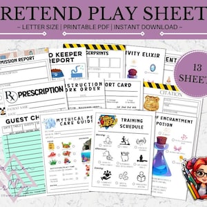 Pretend Play Sheets - Imaginative Play - Kids Play Sheets - Role Play ...